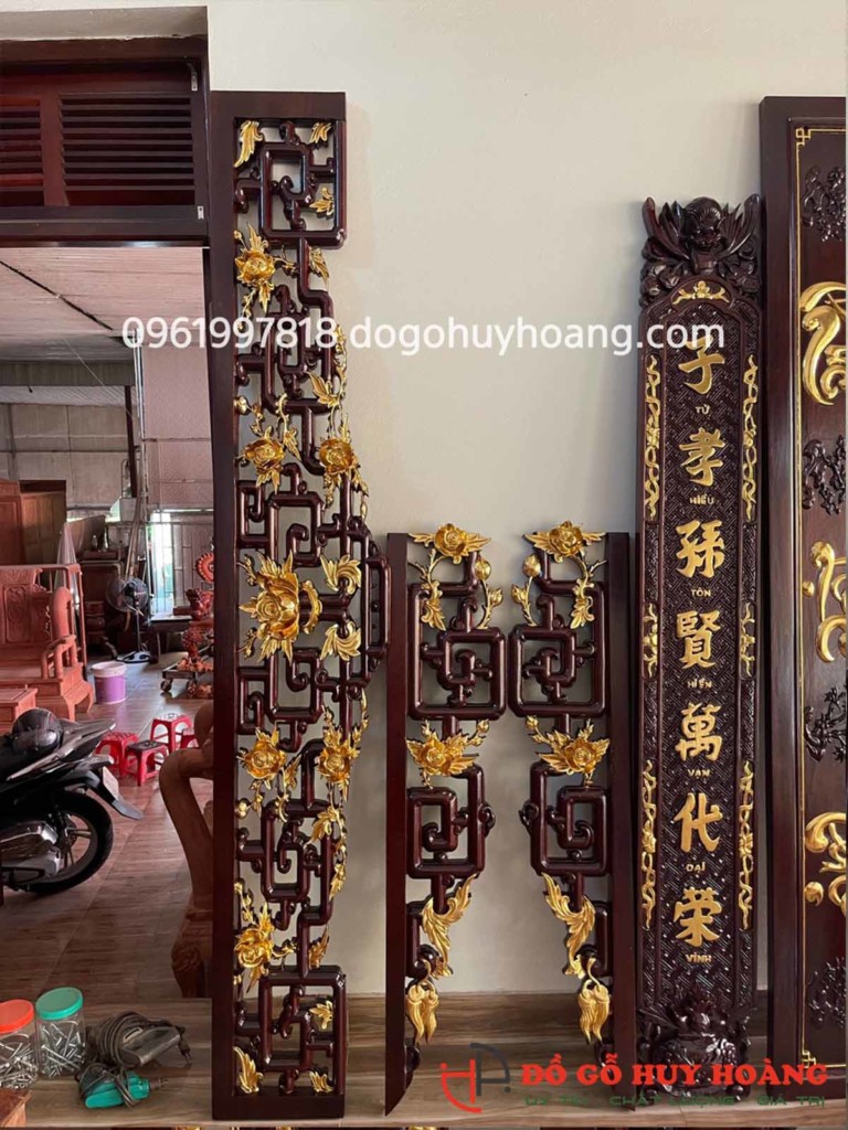 Cửa Võng Đại Tự Câu Đối Gỗ Gụ - Đồ gỗ Huy Hoàng