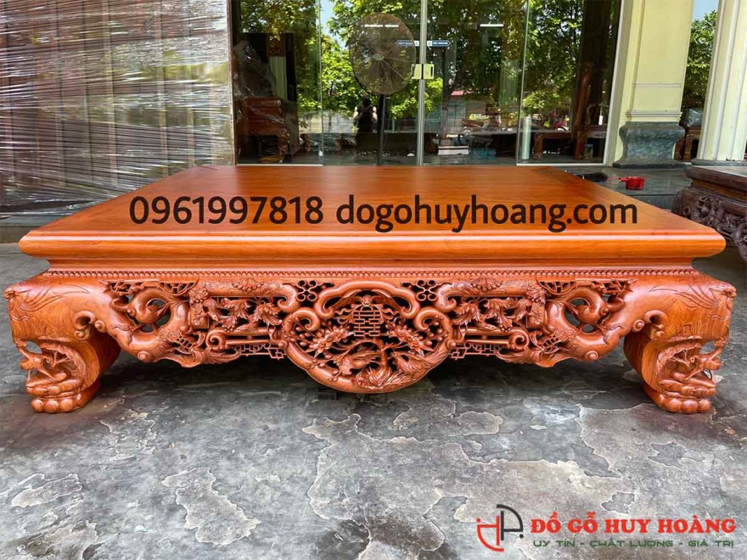 Sập Ngũ Phúc 1M8 X2M2 Hương Đá Vân Đẹp - Đồ gỗ Huy Hoàng